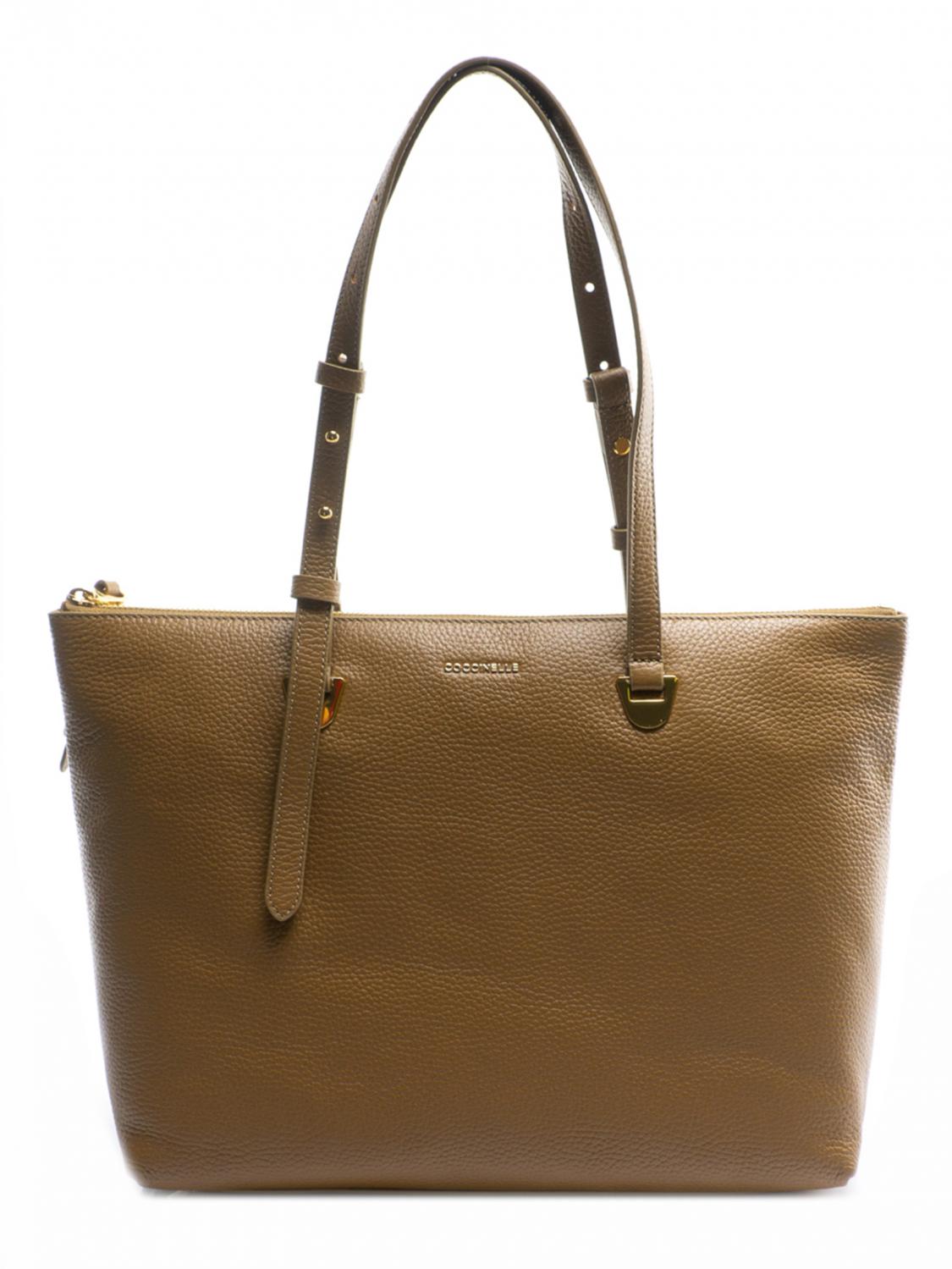 Coccinelle Lea Shopping Bag In Pelle Martellata Nocciola - Acquista Su ...