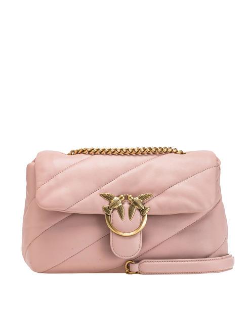 Pinko Classic Love Puff Borsa In Pelle Nappa Cipria-Antique Gold ...
