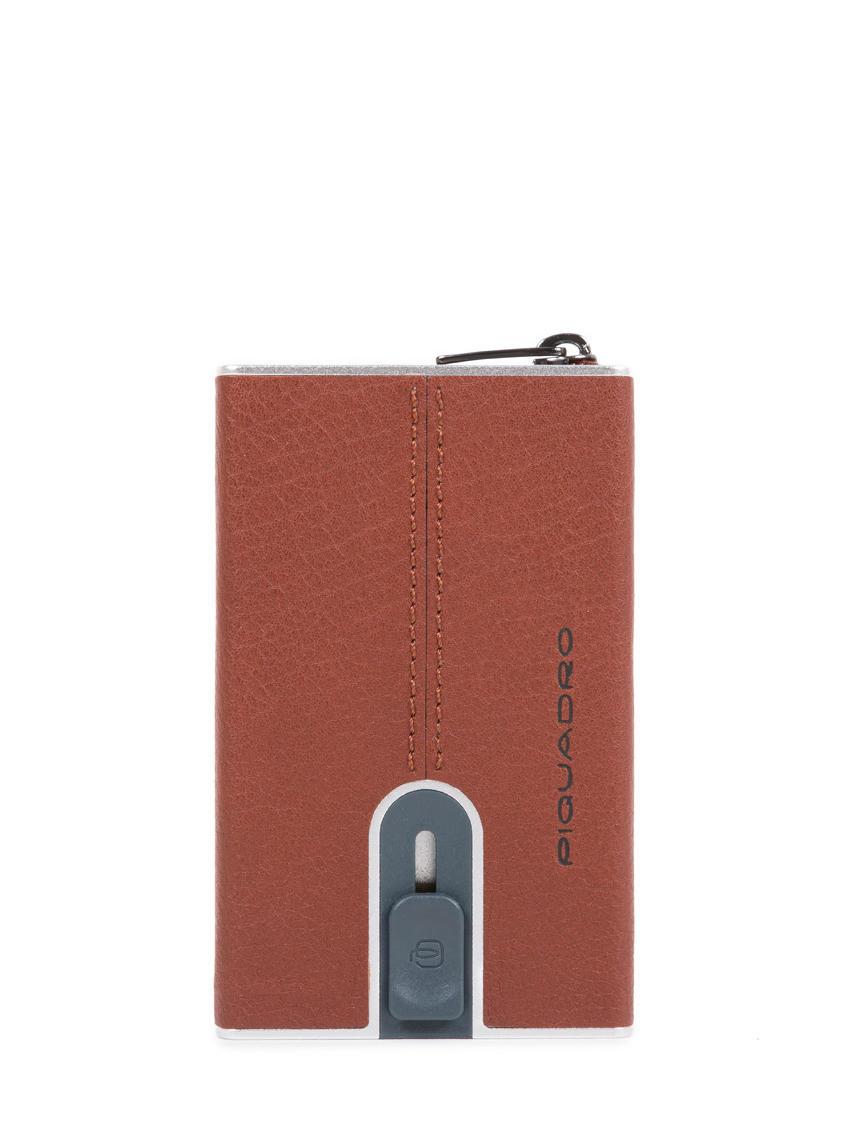 Piquadro Black Square Porta Card Rigido In Pelle E Metallo Cuoio ...