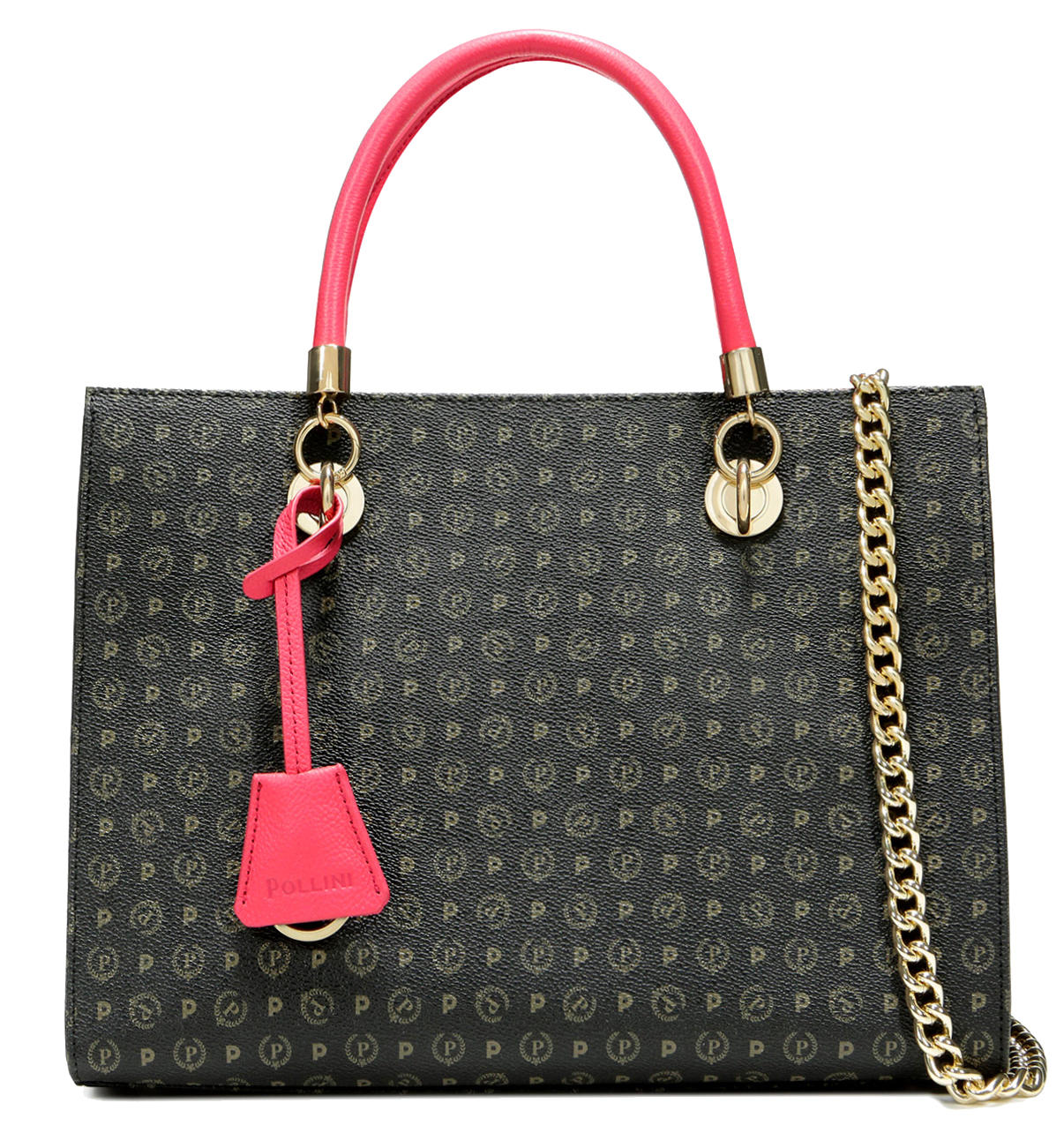Pollini Heritage Classic Borsa A Mano, Con Tracolla Nero Fuxia ...