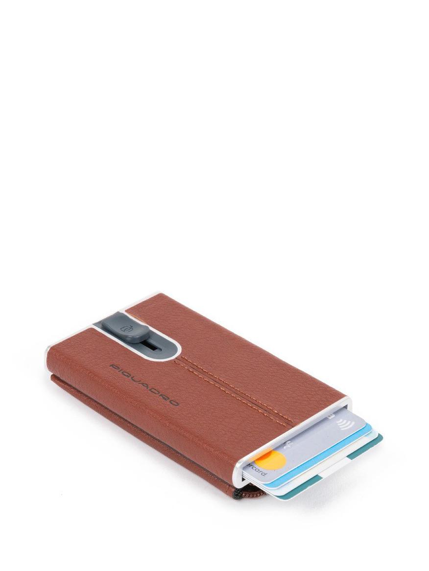 Piquadro Black Square Porta Card Rigido In Pelle E Metallo Cuoio ...